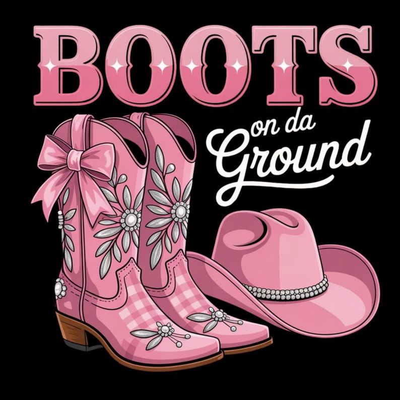 Retro Western Cowgirl Cowboy Linedance Boots on Da Ground Digital PNG ...