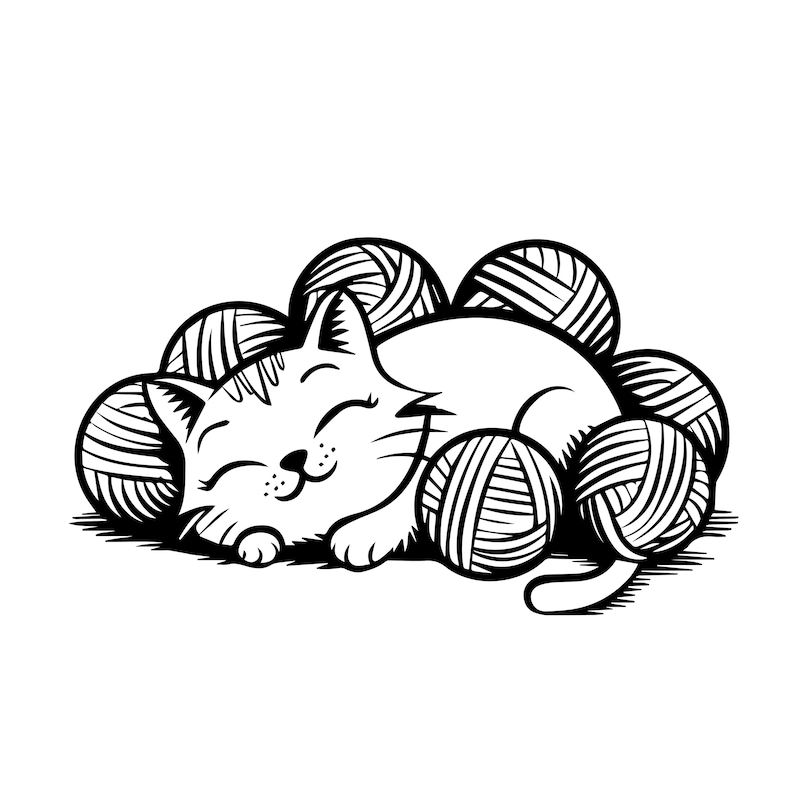 Cat Yarn Ball Svg, Knit Svg, Yarn Ball Svg, Crochet Svg, Knitting Svg ...