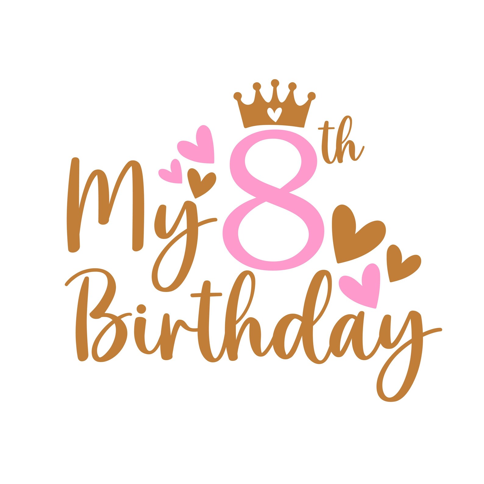 My 8th Birthday Girl SVG - Hello Eight SVG - Eighth Birthday SVG ...