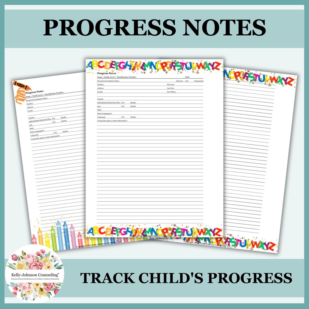 Digital Progress Notes for Mental Health Professionals – With 3 Border ...