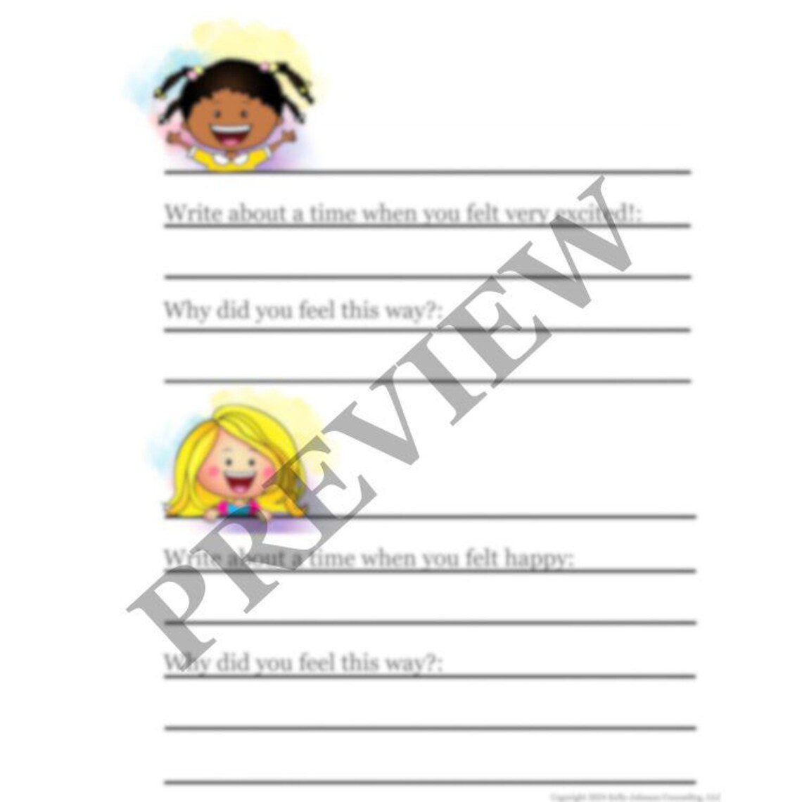 Children’s Intensity of Emotions Chart and Writing Prompts for Mental ...