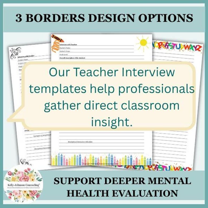 Teacher Interview Form for Mental Health Professionals | Editable ...