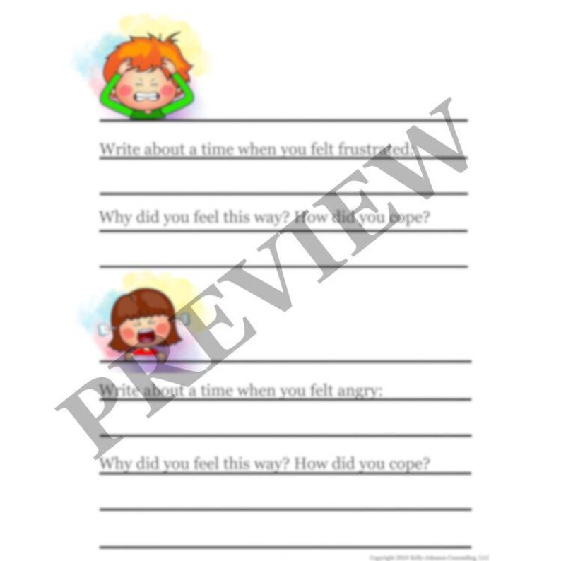 Children’s Intensity of Emotions Chart and Writing Prompts for Mental ...