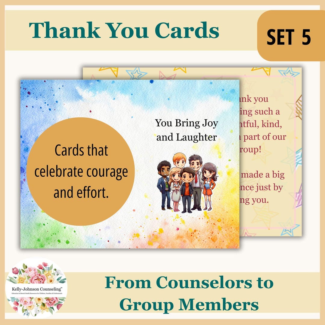 End of Group Work End of Year Thank You Cards - Counselor to Students ...