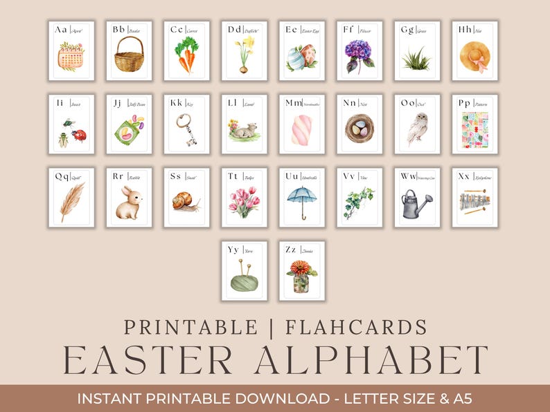 Easter, Flashcard, Alphabet, April, Printable, Easter Alphabet ...