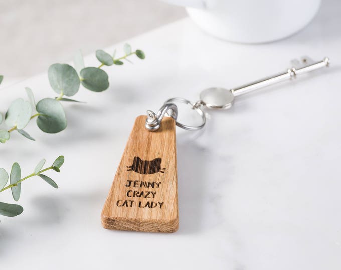 Personalised Cat Lady Keyring - Etsy