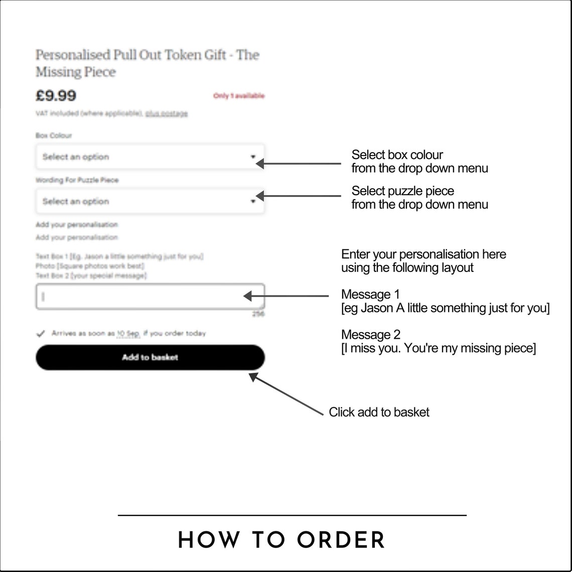 Personalised Pull Out Token Gift the Missing Piece | Etsy