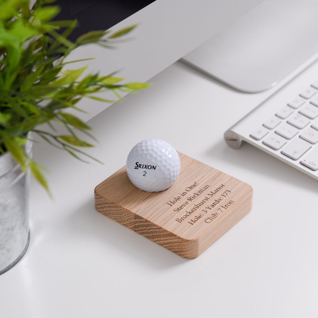 Personalized Oak Golf Ball Coaster: Engraved Golfer Award Keepsake - Etsy