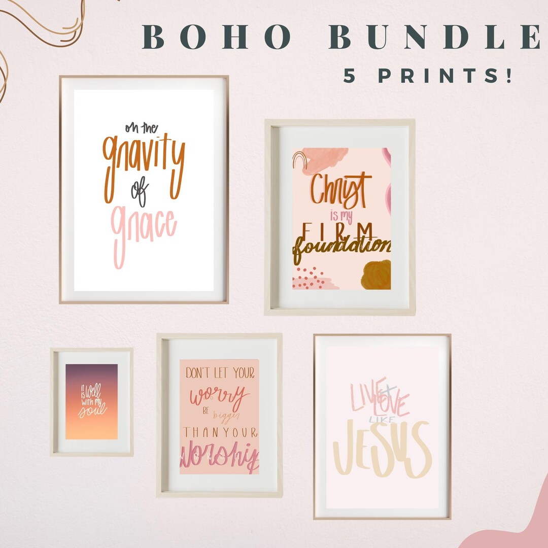 Boho Christian Art Bundle, PRINTABLE Faith-based Wall Art, Home Decor ...