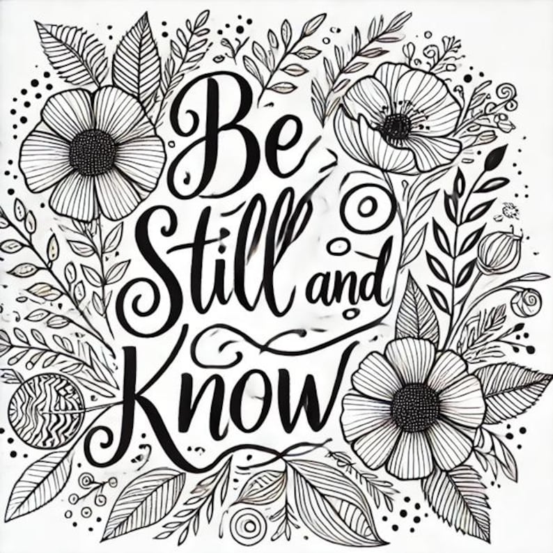Be Still and Know Coloring Page, Christian Mandala Printable, Faith ...