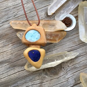 Larimar and Lapis Stream of Life Amulet...truth SPEAK Features Polished ...
