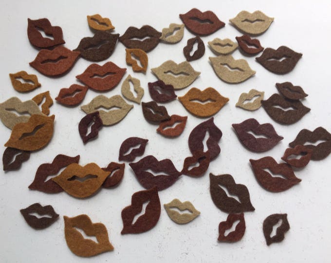 Wool Felt Lips Die Cuts - 50 Total - Shades of Browns & Nudes *stock ...