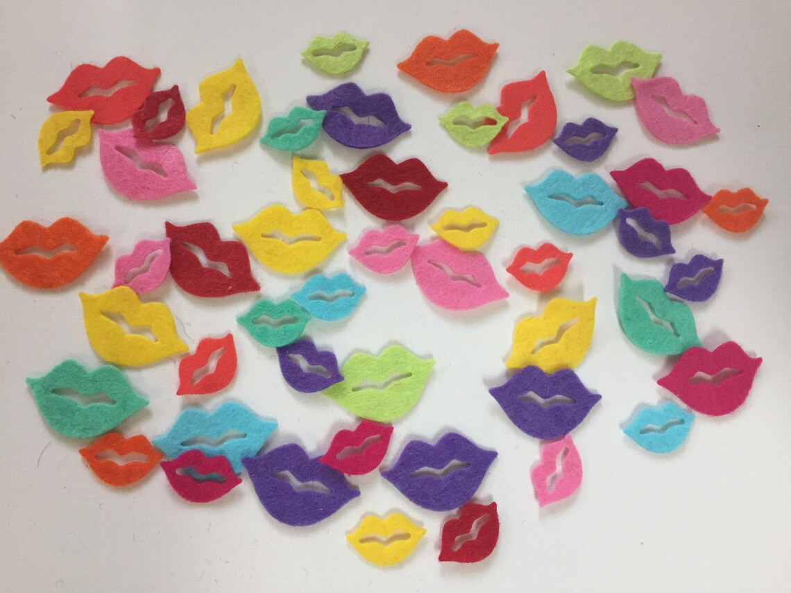 Wool Felt Lips 50 Total Die Cuts Bright Colors stock Image - Etsy