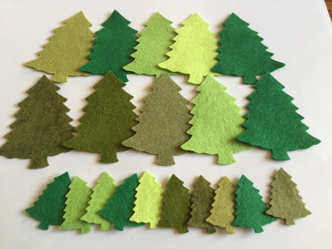 Wool Felt Christmas Trees 20 Total Various Shades of Green, Winter ...