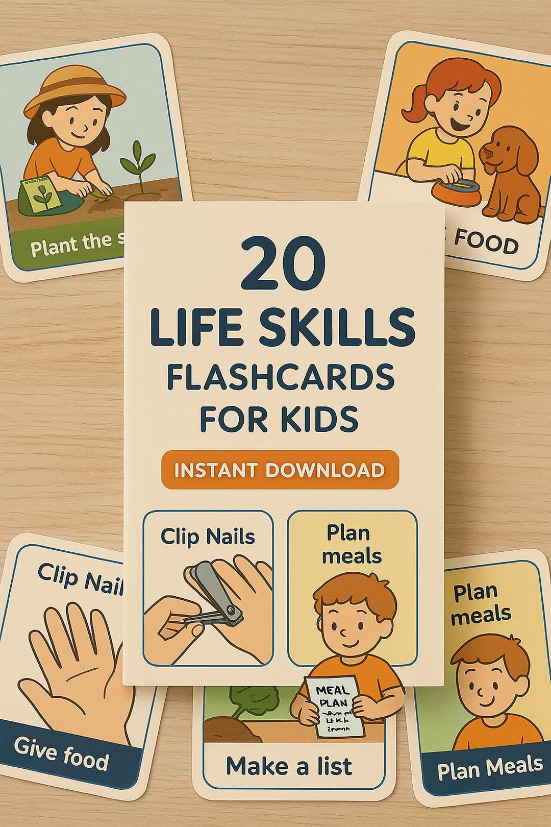 Kids Life Skills Flashcards, Printable Montessori Learning Cards ...