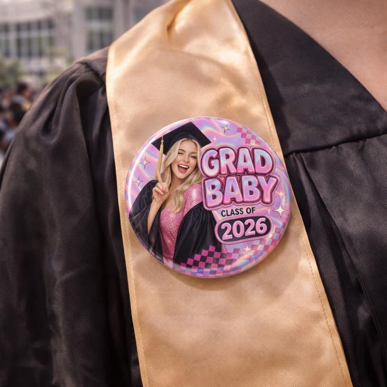 Personalized Graduation Button Pins 2026, Custom Photo Grad Pin, Class ...