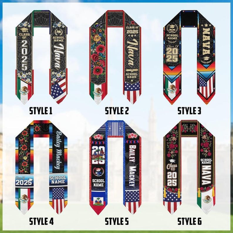 Custom Graduation Stole With Photos, Your School Colors Personalized ...