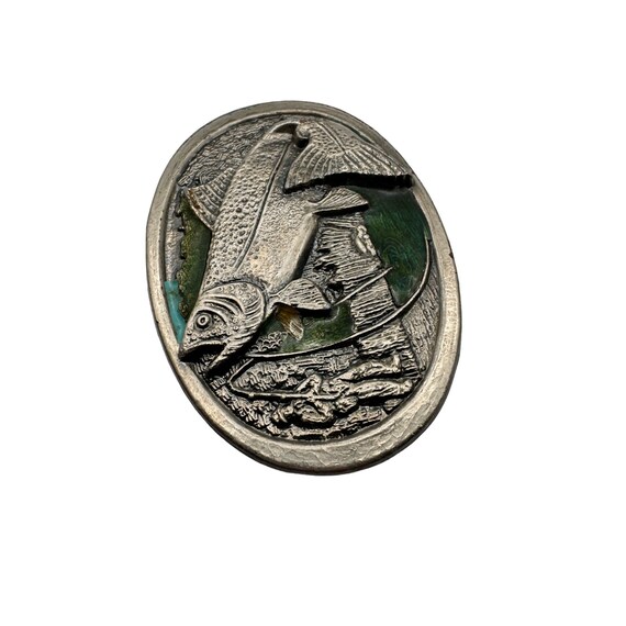 Vintage Chad MFG 1982 Rainbow Trout Belt Buckle - Gem