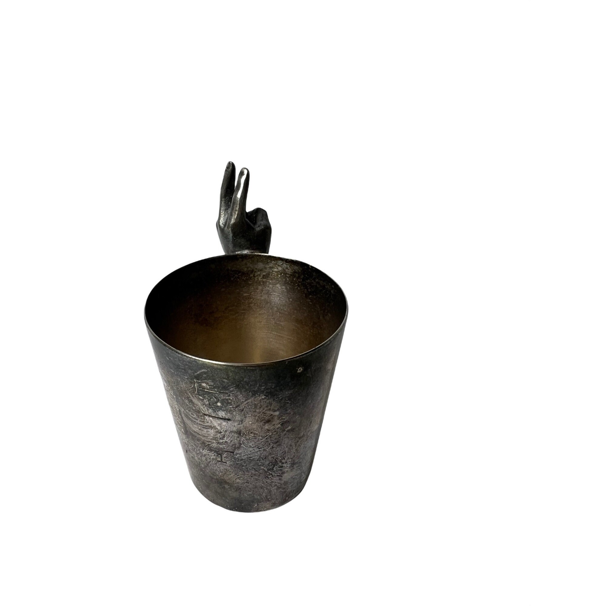 Napier Mid Century Figural Peace Hand Sign Silver Plate Jigger Double ...