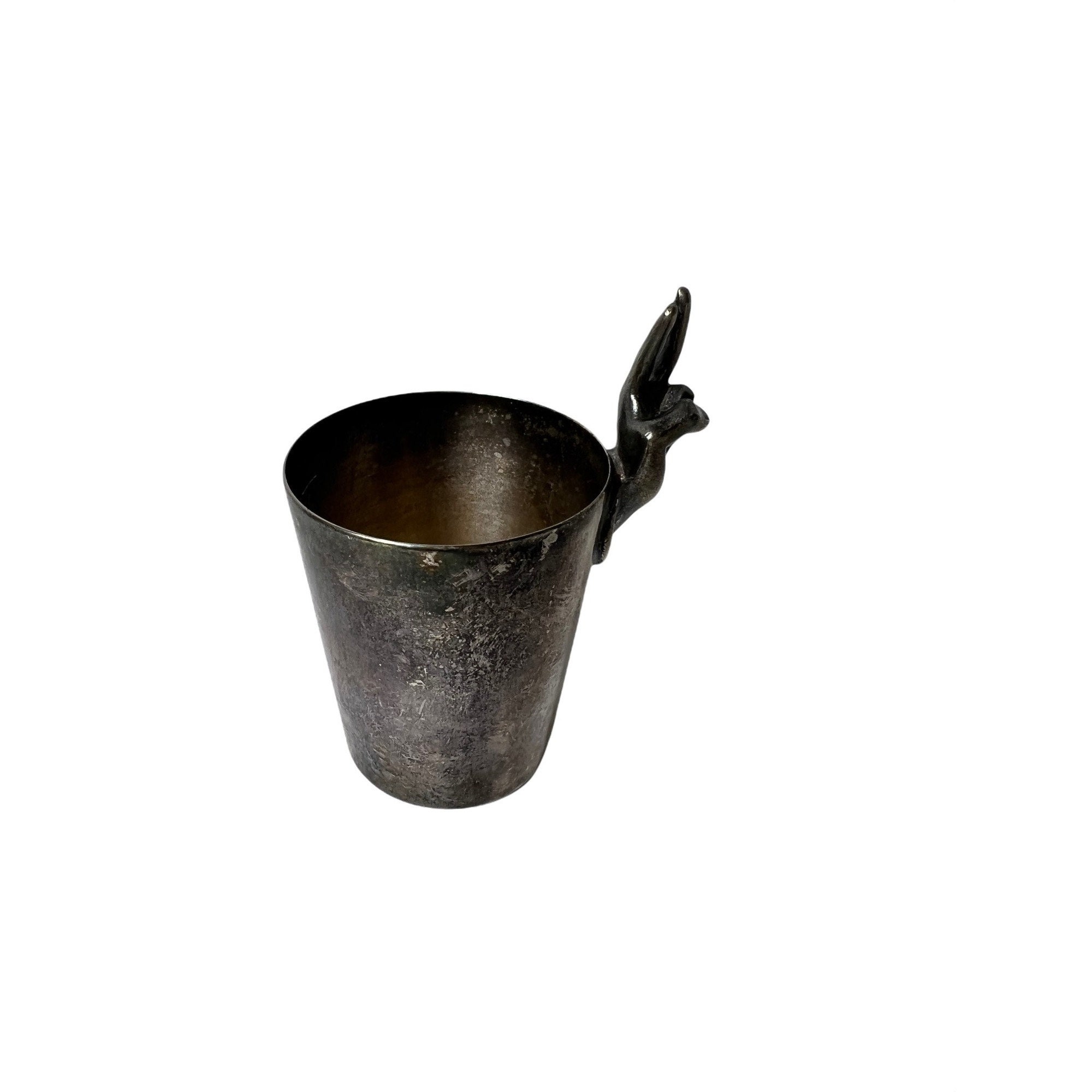 Napier Mid Century Figural Peace Hand Sign Silver Plate Jigger Double ...