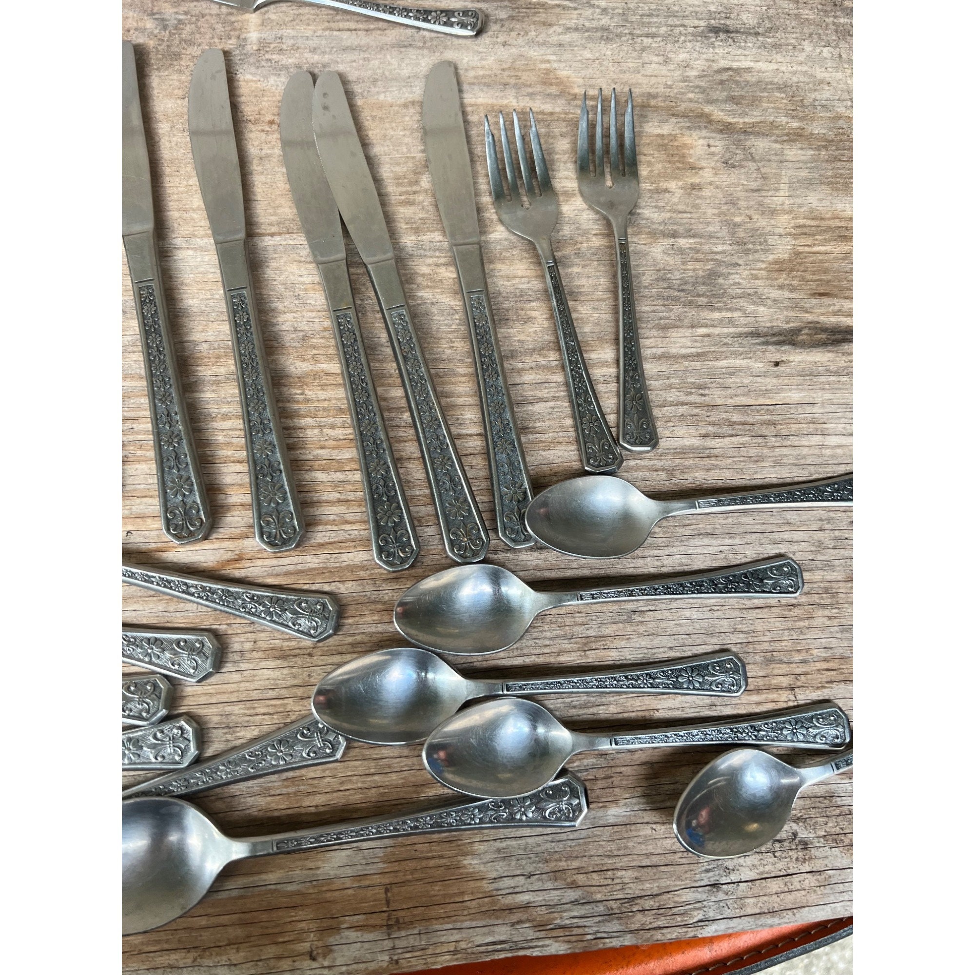 27 PC Interpur Florenz 8 Petal Stainless Steel Flatware - Etsy