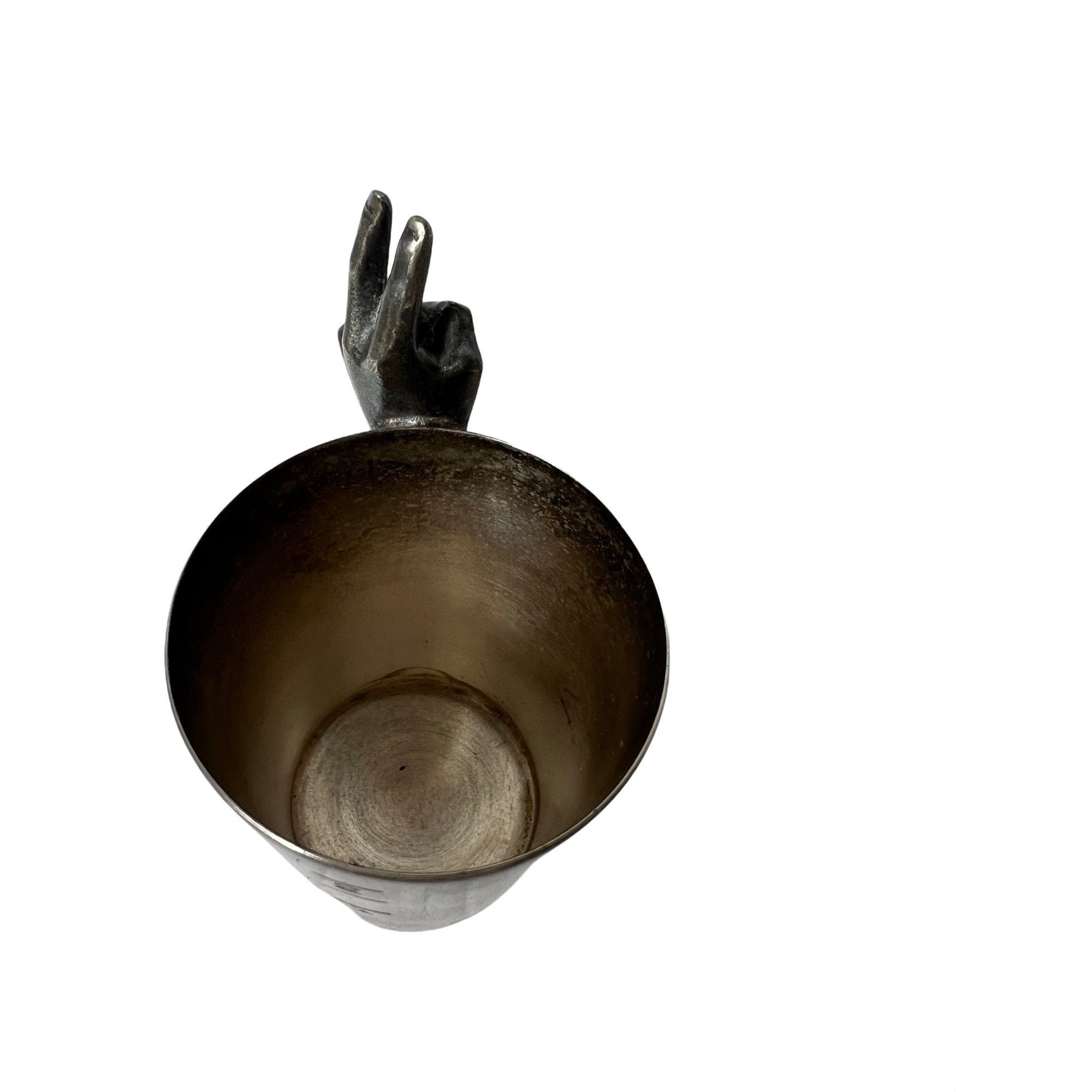 Napier Mid Century Figural Peace Hand Sign Silver Plate Jigger Double ...