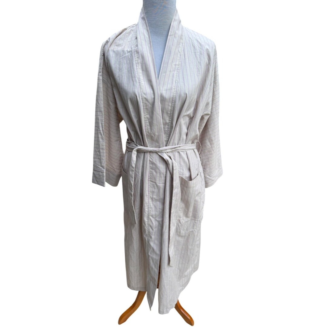 Vintage State O Maine Striped Robe One Size Cotton Blend Beige Red Blue ...