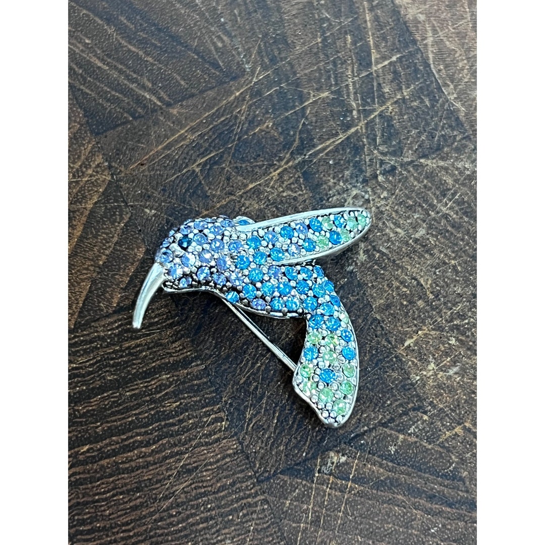 Vintage Signed Monet Hummingbird Pin Brooch Pave’ Rhinestones - Etsy
