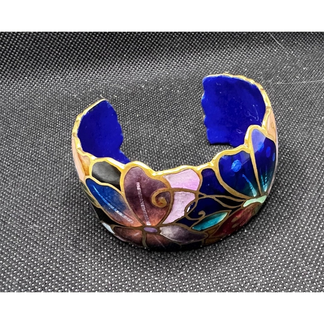 Vintage David Kuo Champleve Butterfly Enamel Cuff Bracelet - Etsy