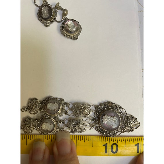 Antique Victorian 800 Silver Filigree Shell Cameo Jew… - Gem Antique Victorian 800 Silver Filigree Shell Cameo Jew… - Gem