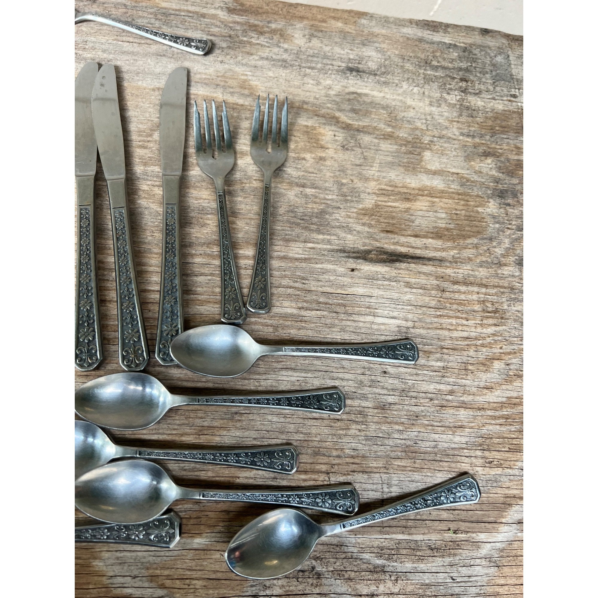 27 PC Interpur Florenz 8 Petal Stainless Steel Flatware - Etsy