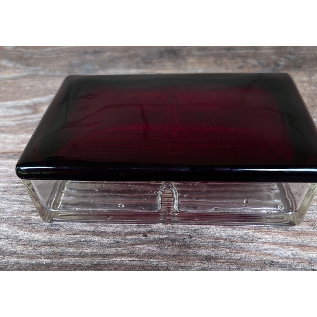 Vintage Anchor Hocking Cigarette Box With Royal Ruby Red Lid - Etsy