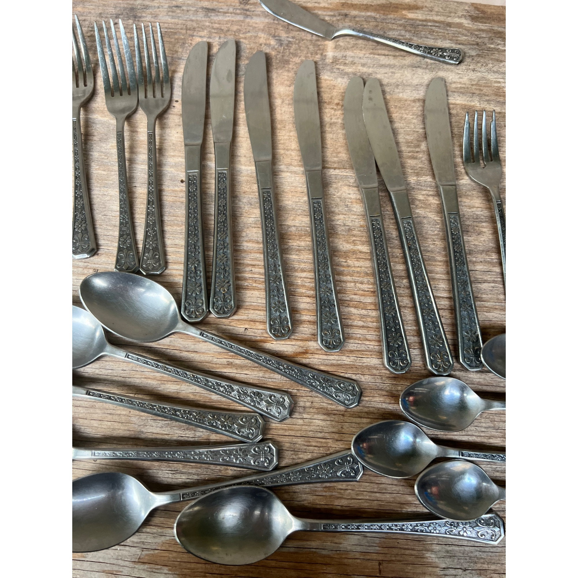 27 PC Interpur Florenz 8 Petal Stainless Steel Flatware - Etsy