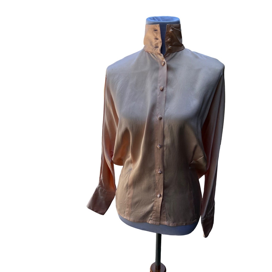 Vintage Silk 1980s High Neck Stefano Studio Blouse/shirt/top Secretary ...