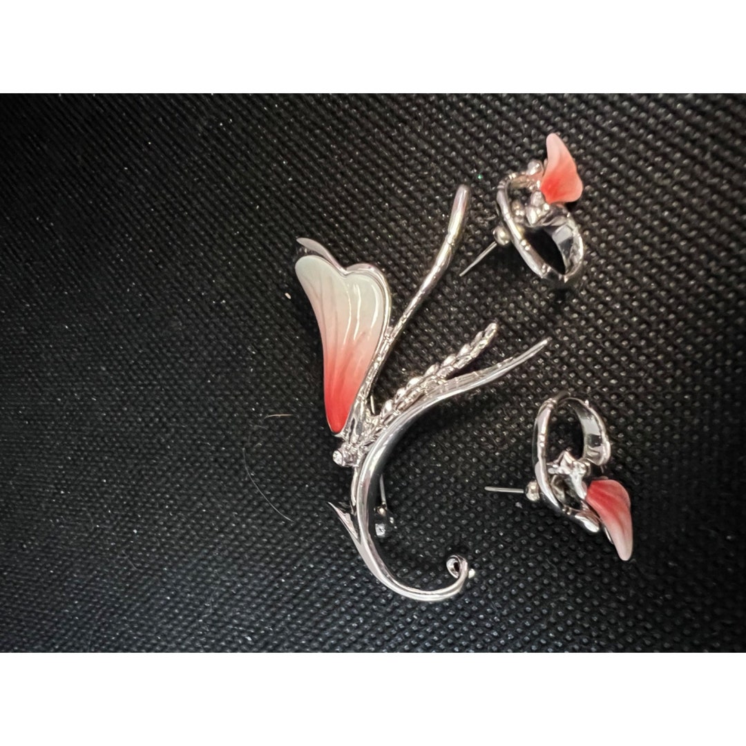 Franz Porcelain Dragonfly Brooch Pin and Earrings - Etsy