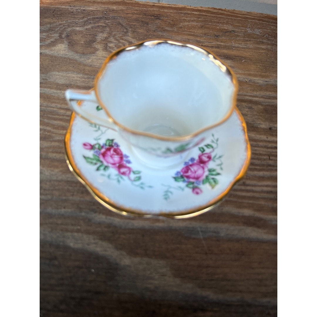 Rosina Red Pink Roses Tea Cup and Saucer Gold Trim - Etsy