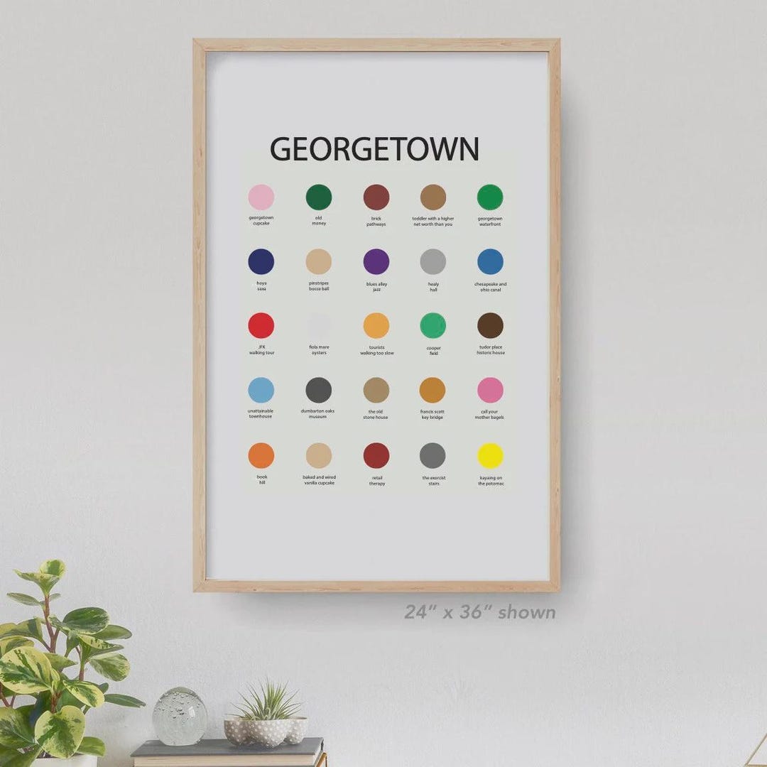 Georgetown, DC Color Palette Print, Georgetown Neighborhood Wall Art ...