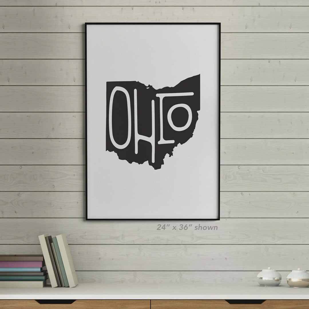 Ohio Art Print, Ohio Print, Ohio Map Print Poster, Ohio State Map ...
