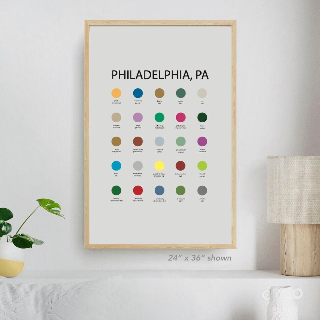 Philadelphia, PA Color Palette, Philadelphia Print, Philadelphia PA Art ...