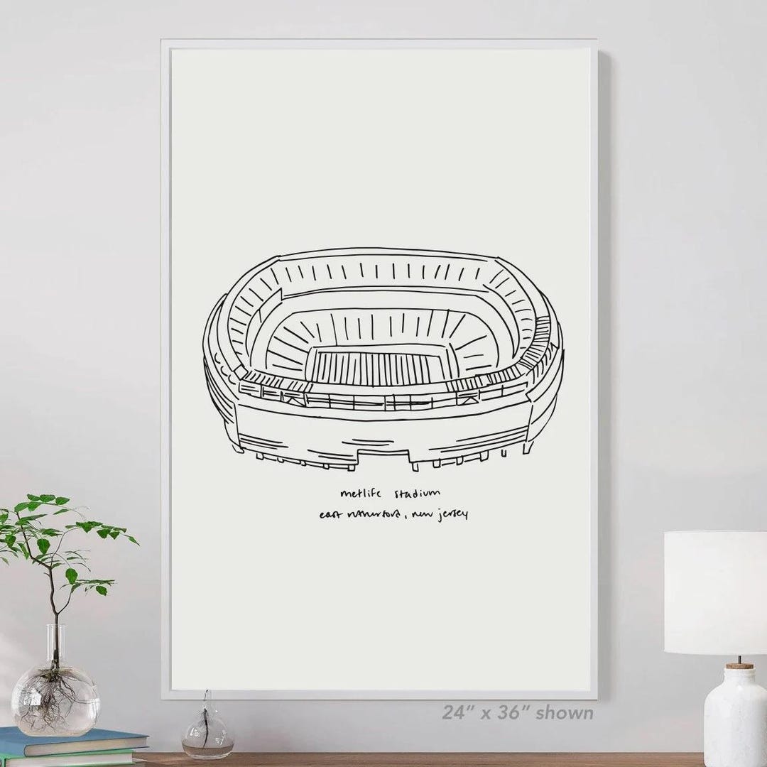 New York Giants Jets Stadium Print, Metlife Stadium Drawing Painting ...