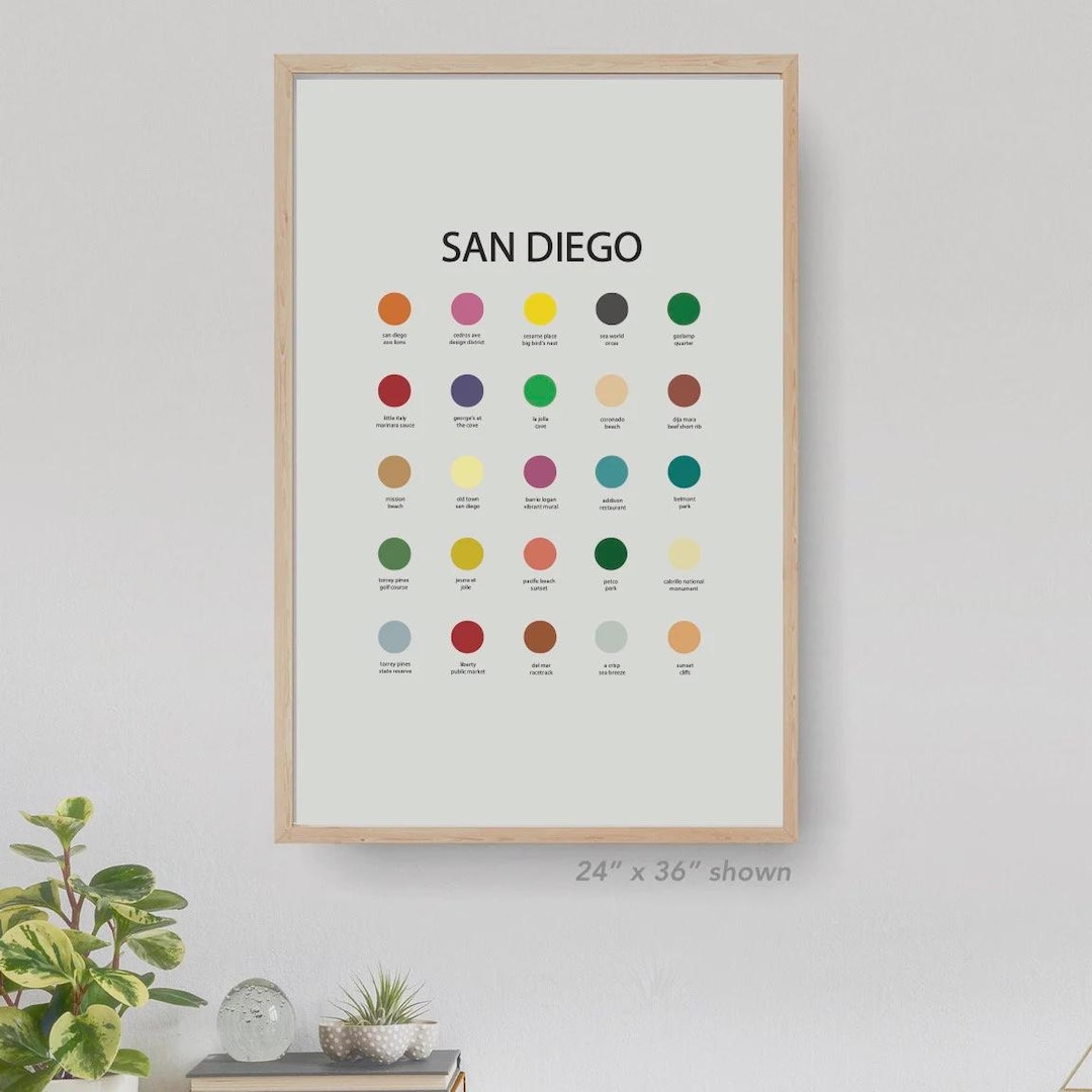 San Diego, San Diego Color Palette Print, San Diego Wall Art Print, San ...