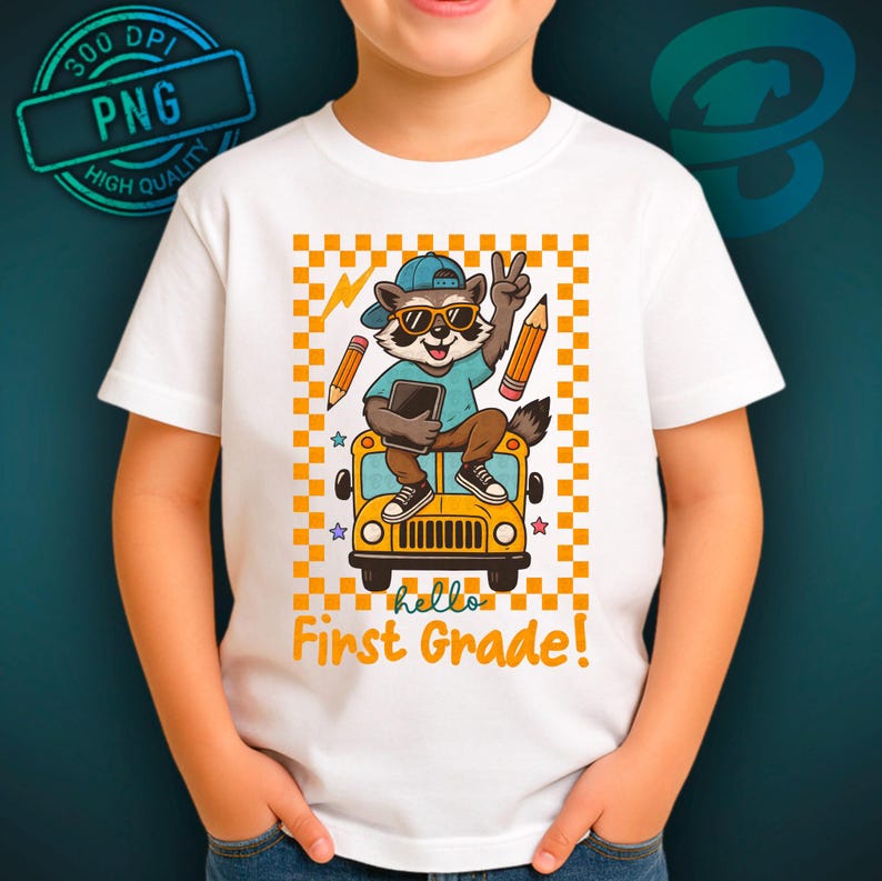 First Grade Raccoon PNG, Cute School Bus Animal Clipart, Peace Sign ...