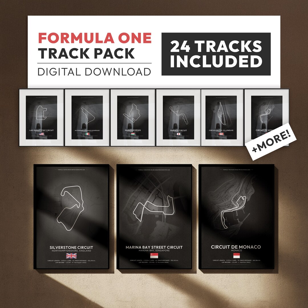 2025 F1 Circuit Poster Set 24 Race Track Prints Formula 1 Wall Art ...