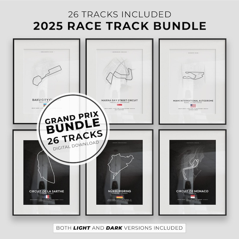 F1 Circuit Posters 2025 – Light & Dark Motorsport Art (digital Download ...