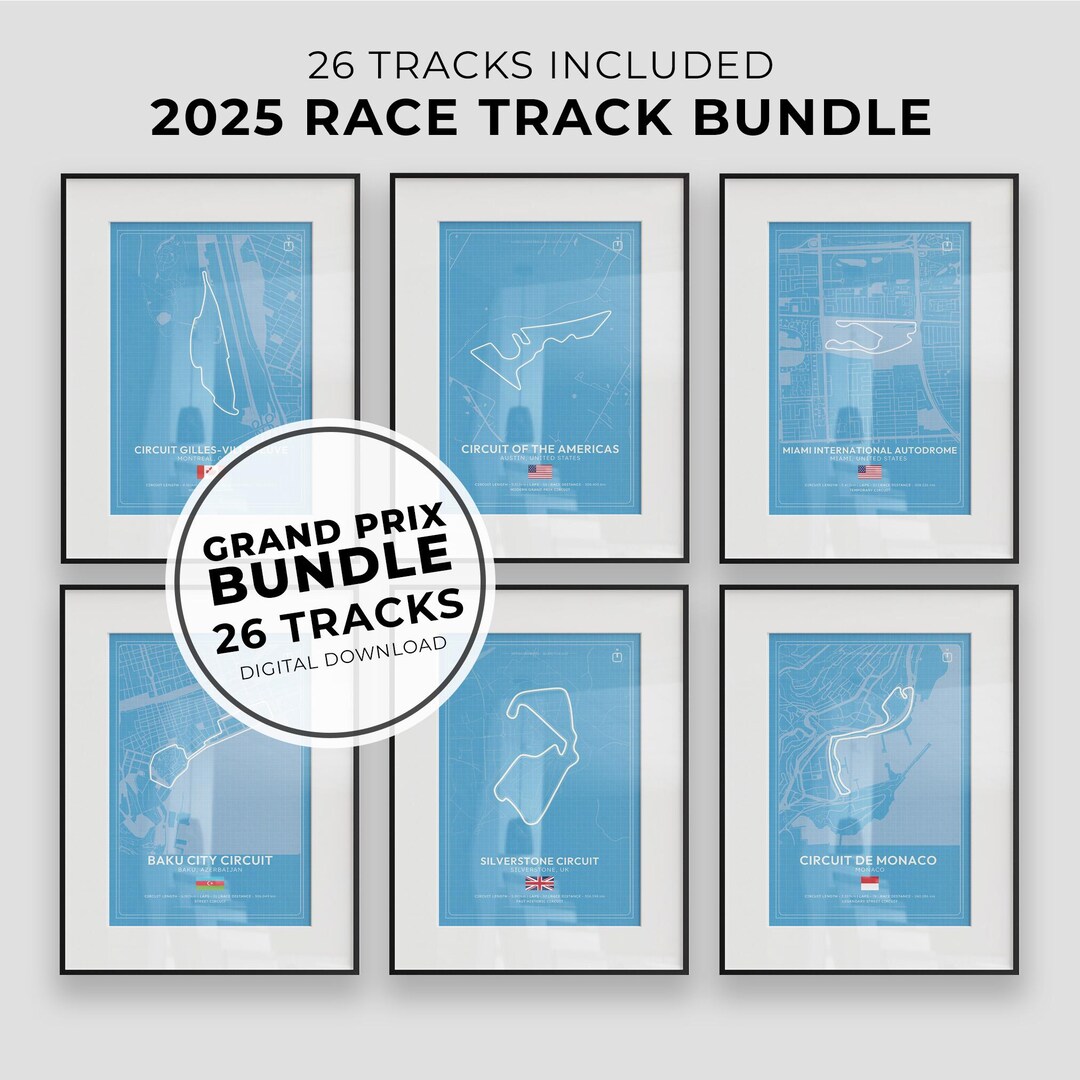 2025 Circuit Poster Bundle Racing Track Map Prints Motorsport Printable ...