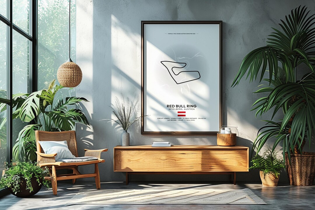 Red Bull Ring Circuit Print Red Bull Ring F1 Track Poster Austrian ...