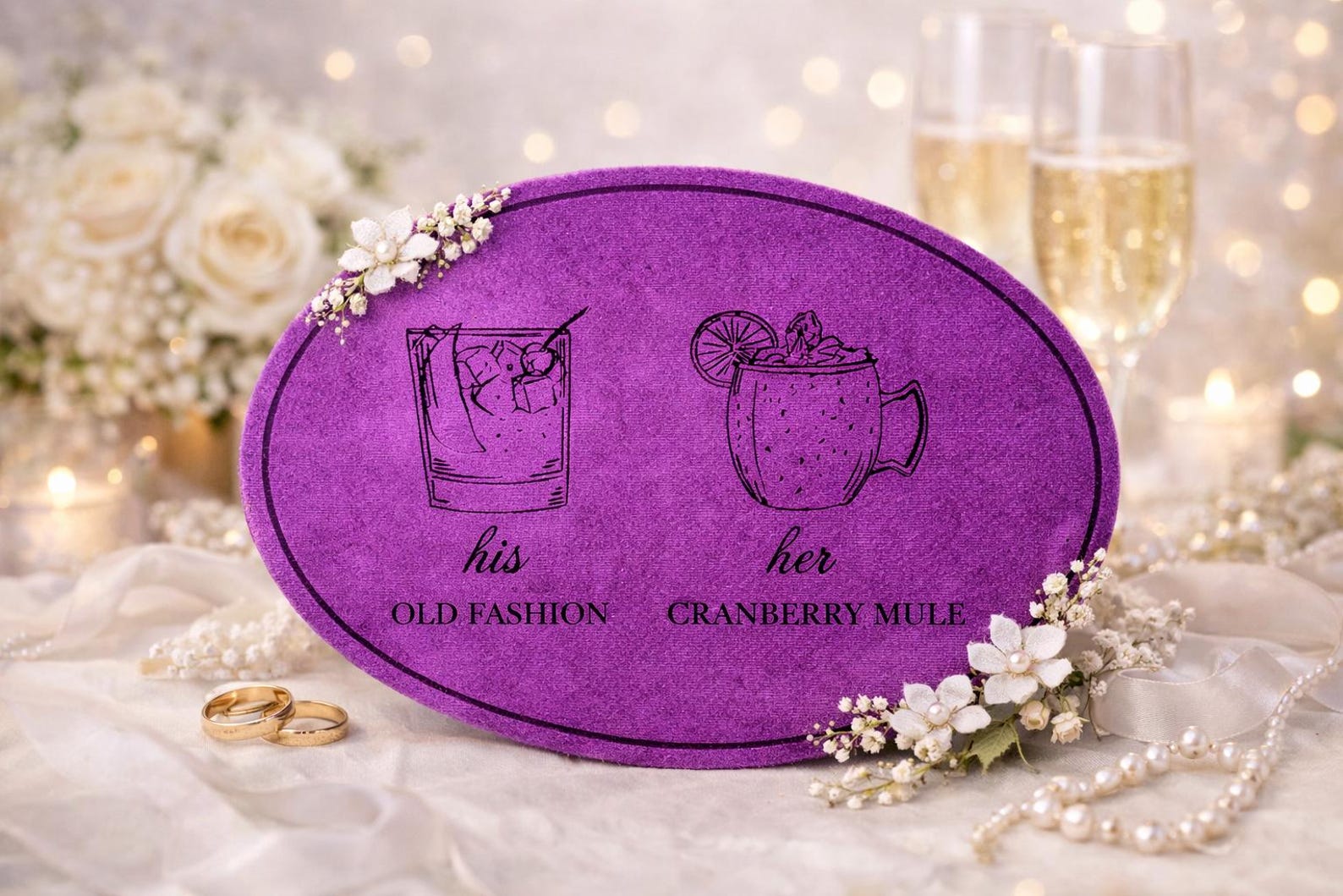 Luxury Velvet Bar Menu | Oval Signs | Reception & Event Decor - Etsy