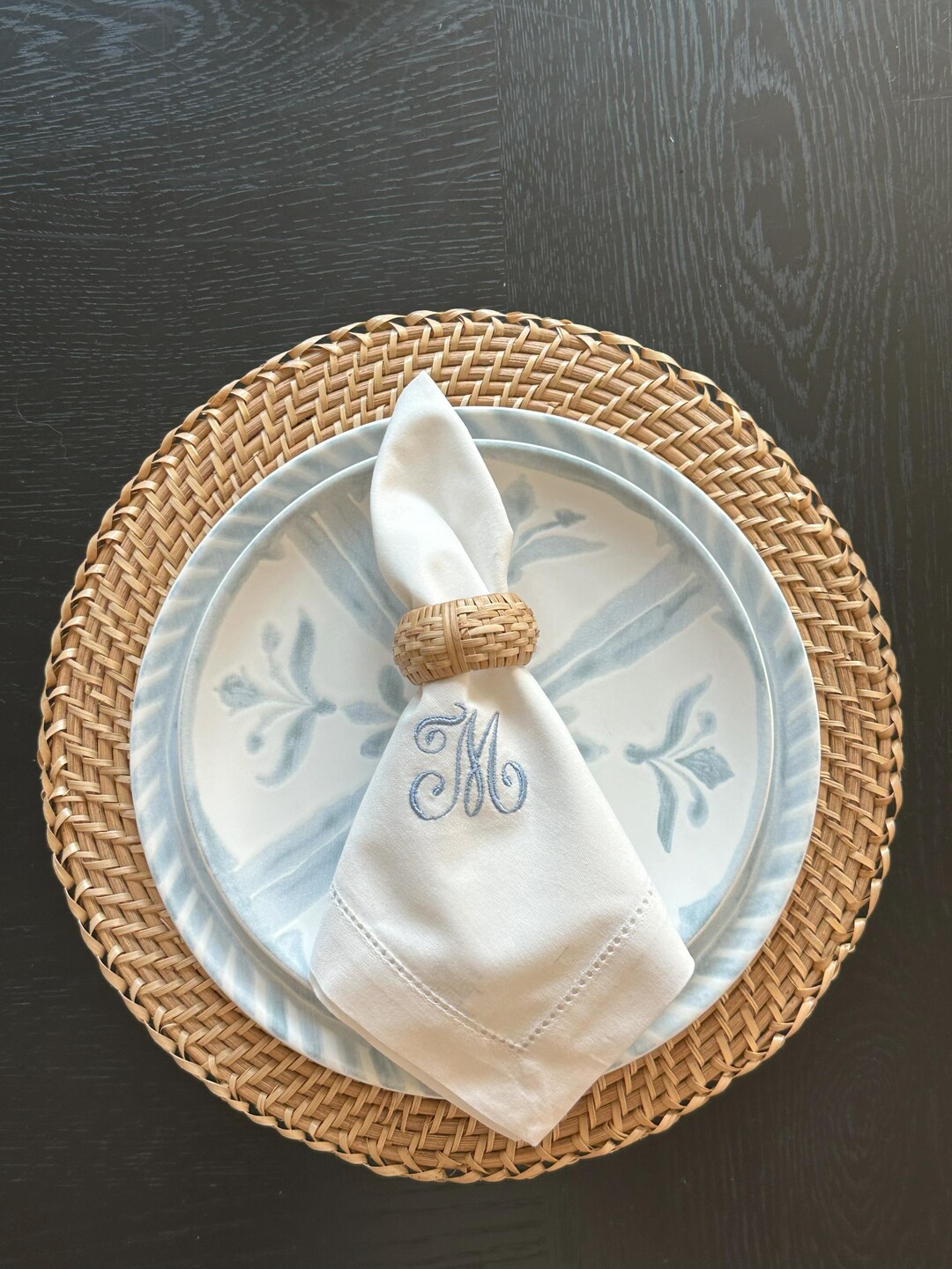 Monogrammed Hemstitched Cotton Dinner Napkin: Personalized Table Linens ...