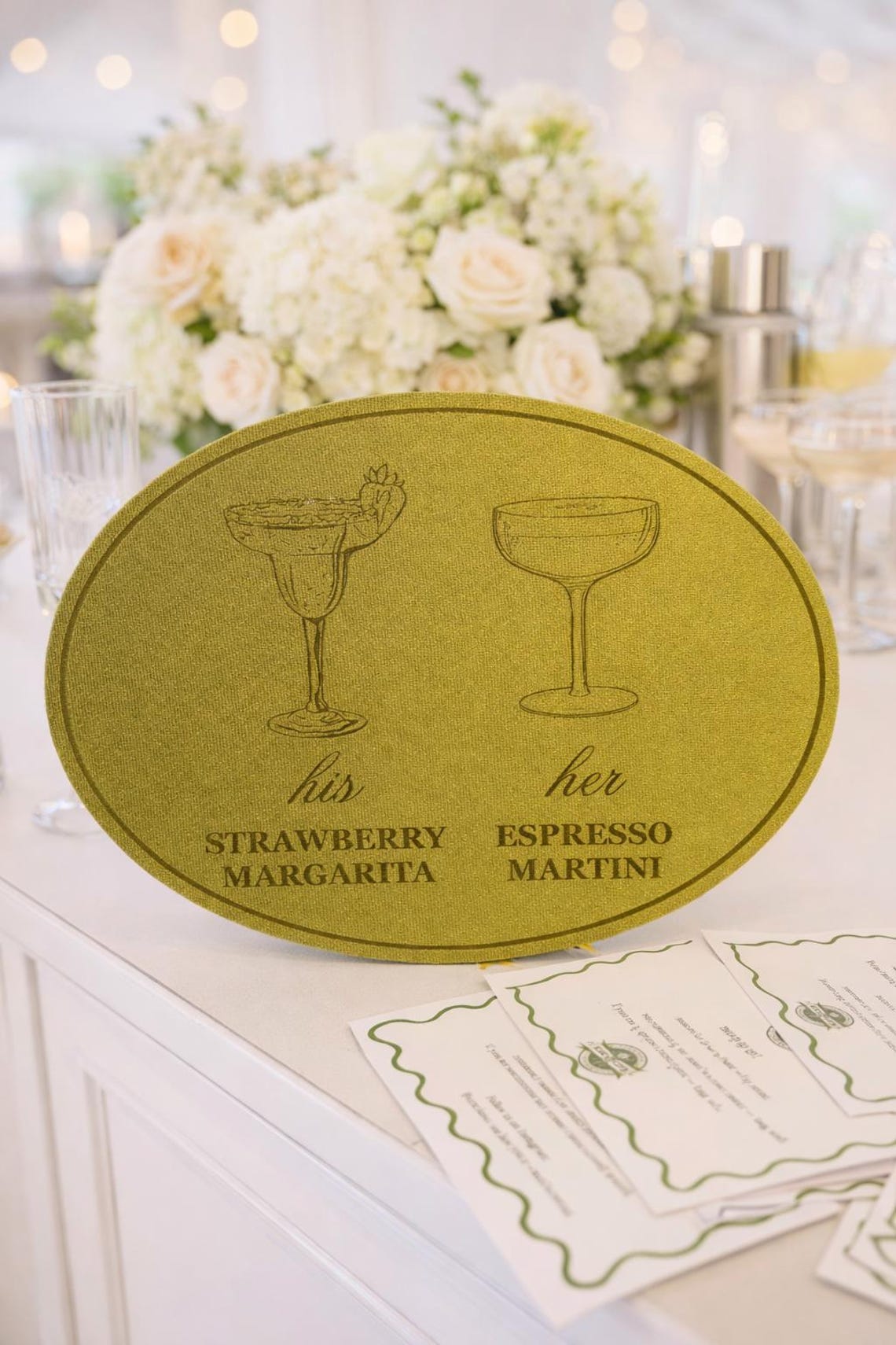 Luxury Velvet Bar Menu | Oval Signs | Reception & Event Decor - Etsy