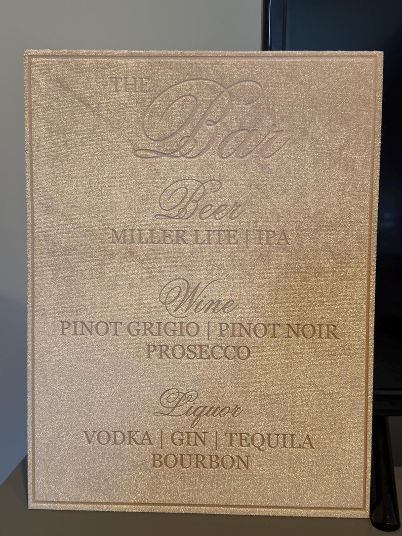 Luxury Velvet Bar Menu | Rectangle Signs | Reception & Event Decor - Etsy